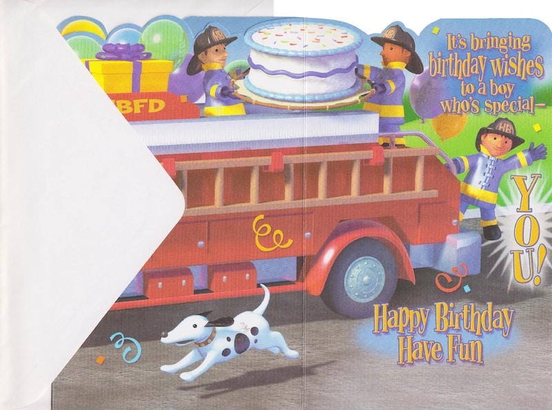 Firetruck Birthday Greeting Card | Discount Pool and Party Supplies