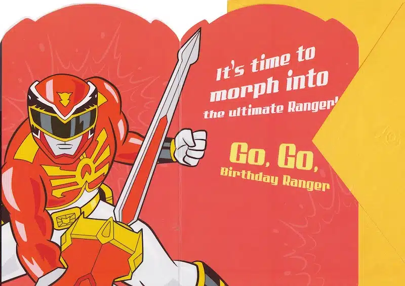 Power Rangers Red Ranger Birthday Greeting Card B0NUS Thumb Wrestling ...